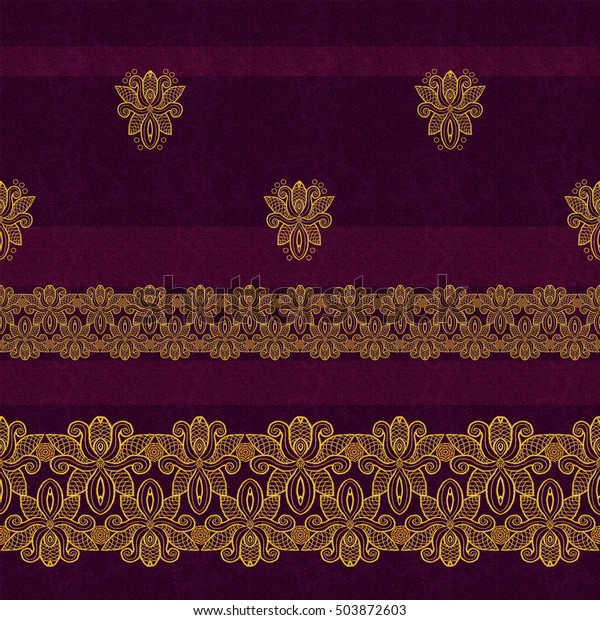 Horizontal Floral Border Pattern Seamless Gold Stock Illustration ...
