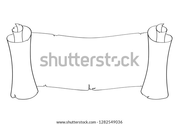 Horizontal Paper Scroll Outline Drawing Illustration 库存插图 1282549036 ...