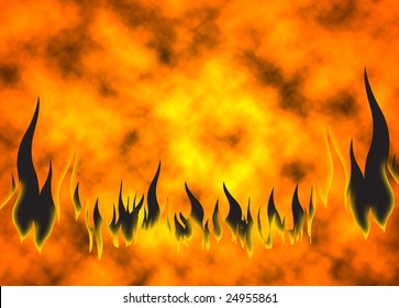 Hot Fire Horizontal Background Raster Illustration Stock Illustration ...