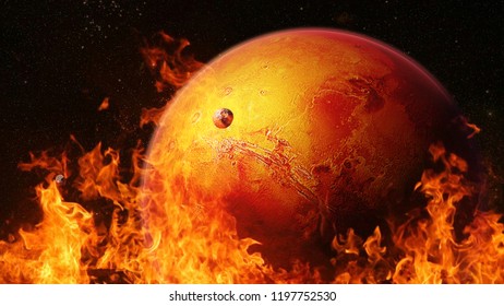 Hot Planet Mars Moons Phobos Deimos Stock Illustration 1197752530 ...