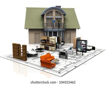 Project Residential House 3d Image Stock Illustration 99958235 ...