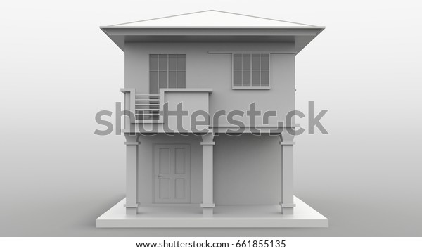 House 3d Isolated Front View Model Stock Illustration 661855135 ...