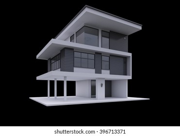 3d Illustration Building Project Black Background Stock Illustration ...