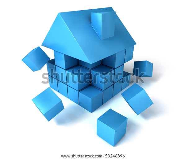 House Build Blocks Cubes Falling Apart Stock Illustration 53246896 ...