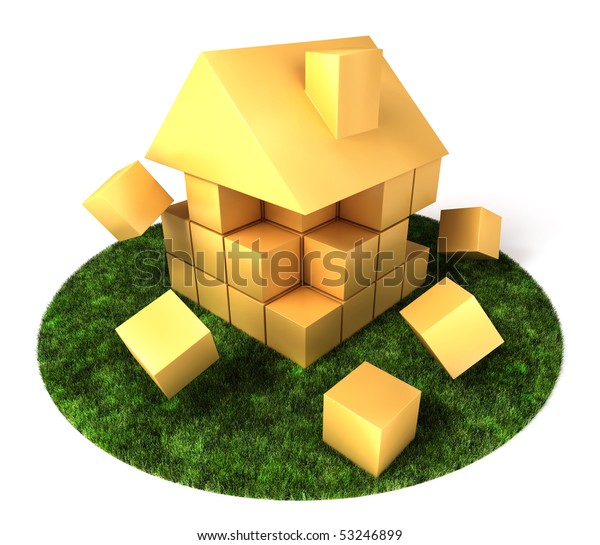 House Build Blocks Cubes Falling Apart Stock Illustration 53246899 ...