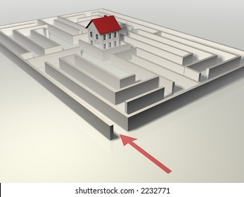 House Labyrinth 3d Render Stock Illustration 2232771