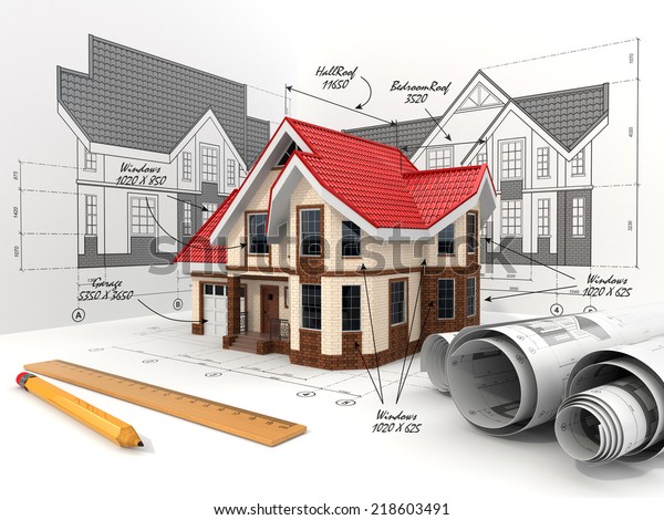 House On Drafts Different Projections Blueprints Stock Illustration ...