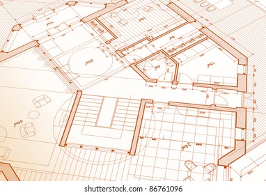 House Plan Architectural Blueprint Bitmap Copy Stock Illustration 86761096