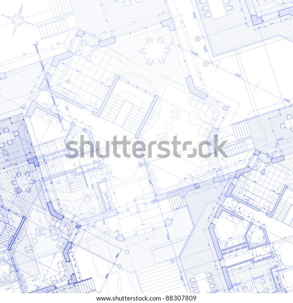 House Plan Architecture Blueprint Bitmap Copy Stock Illustration ...