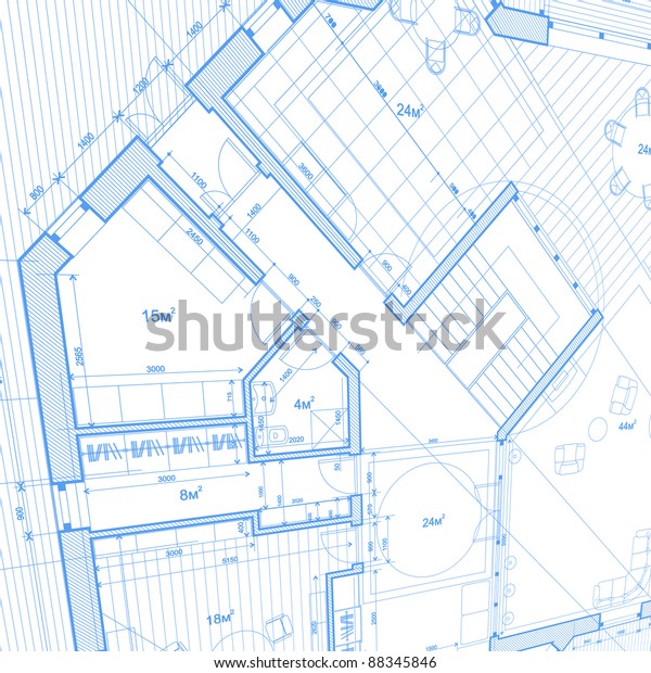 House plan - architecture blueprint. Bitmap copy my vector