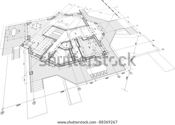 House Plan Architecture Blueprint Bitmap Copy: illustrazione stock ...