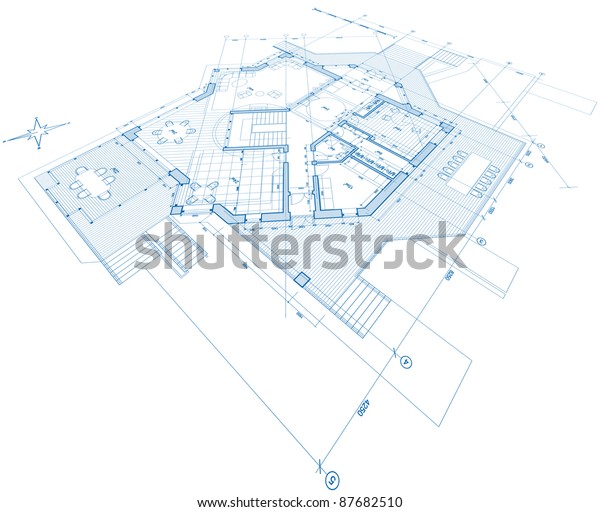 House Plan Blueprint Bitmap Copy My Stock Illustration 87682510 ...