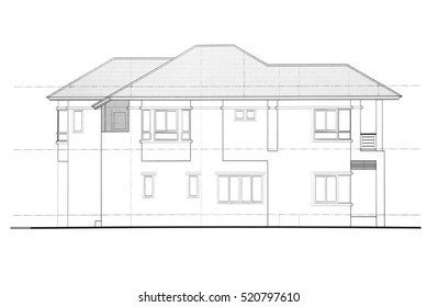 House Plan Side View Stock Illustration 525871573 | Shutterstock