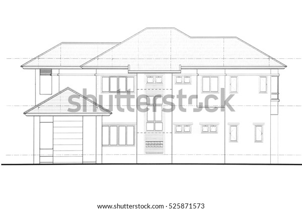 House Plan Side View Stock Illustration 525871573 | Shutterstock