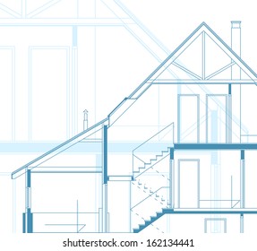 House Technical Draw Blueprint Stock Illustration 162134441 | Shutterstock