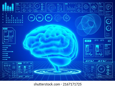 Hud Ui Brain Function Analysis Interface Stock Illustration 2167171725 ...