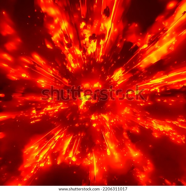 Huge Explosion Space Symmetrical Fire Flames Stock Illustration ...