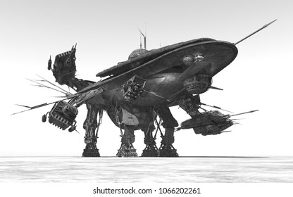Huge Spacecraft Landscape Computer Generated 3d Stock Illustration ...