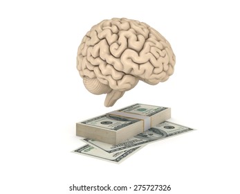 Human Brain Big Stack Dollars Isolated Stock Illustration 273447536