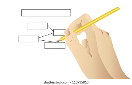 Human Draw Using Pencil Isolated On: vector de stock (libre de regalías ...