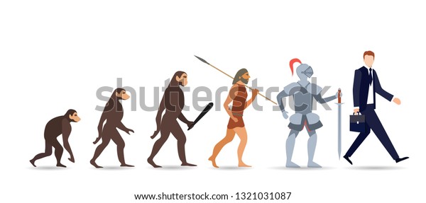 Human Evolution Stages Evolutionary Process Gradual Stock Illustration ...