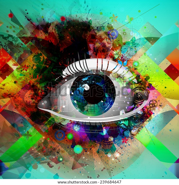 Human Eye On Colored Creative Background Stock Illustration 239684647