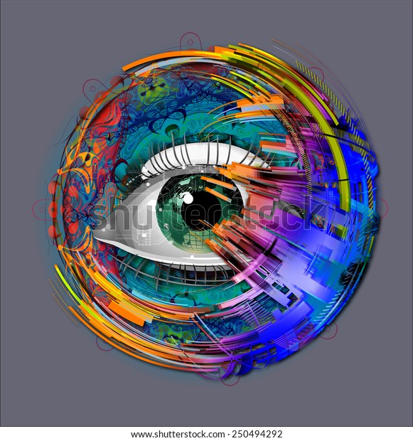 Human Eye On Colored Creative Background Stock Illustration 250494292