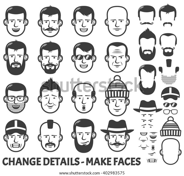 Human Face Creator Different Versions Male 库存插图 402983575 | Shutterstock