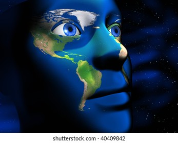 Human Face Earth Map Printed On Stock Illustration 40409842 | Shutterstock