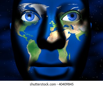 Human Face Earth Map Printed On Stock Illustration 40409845 | Shutterstock