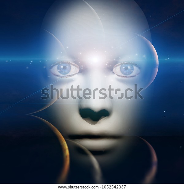Human Face Space Background 3d Rendering Stock Illustration 1052542037 ...