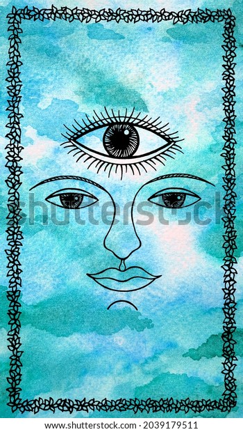 Human Face Third Eye Art Watercolor Stock Illustration 2039179511 ...