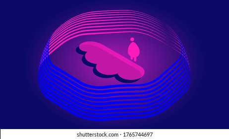 Human Figure Looking Down Glowing Cloud Stock Illustration 1765744697 ...