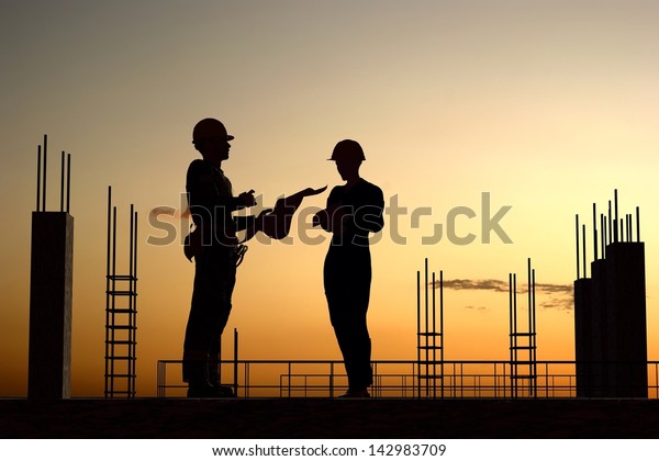 Human Figures Builders Sky Stock Illustration 142983709