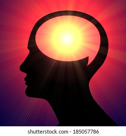 Human Head Brain Sun Rays Background Stock Illustration 185057786 ...