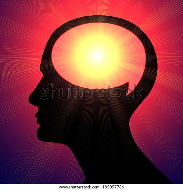 Human Head Brain Sun Rays Background Stock Illustration 185057786 ...