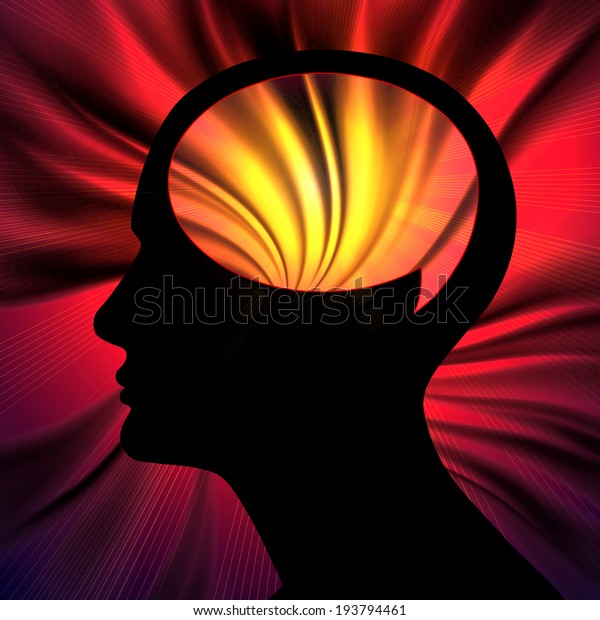 Human Head Brain Sun Rays Background Stock Illustration 193794461