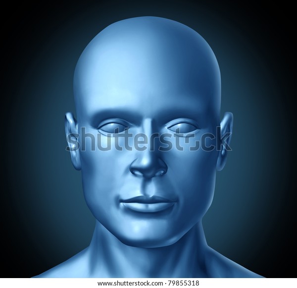 Human Head Frontal View Representing Symbol: ภาพประกอบสต็อก 79855318 ...