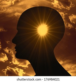 Human Head Light Sun Clouds Background Stock Illustration 176984021 ...