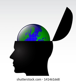Human Head Open World Globe Inside Stock Illustration 141461668 ...