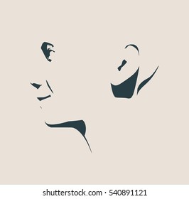 Human Head Silhouette Face Front View Stock Vector (Royalty Free) 505051645
