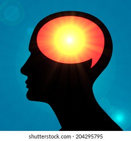 Human Head Brain Sun Rays Background Stock Illustration 185057786 ...
