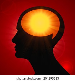 Human Head Brain Sun Rays Background Stock Illustration 185057786 ...