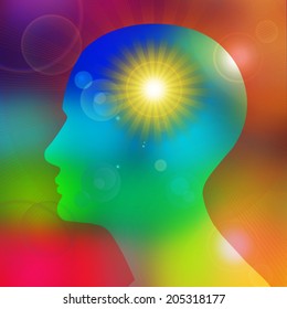 Human Head Sun Rays Background Stock Illustration 205318177