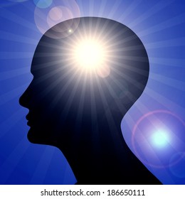 Human Head Sun Sky Rays Background Stock Illustration 186650111 ...