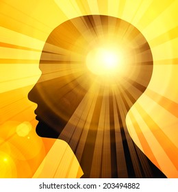 Human Head Sun Sky Rays Background Stock Illustration 203494882 ...