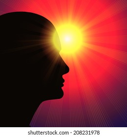 Human Head Sun Sky Rays Background Stock Illustration 208231978 ...