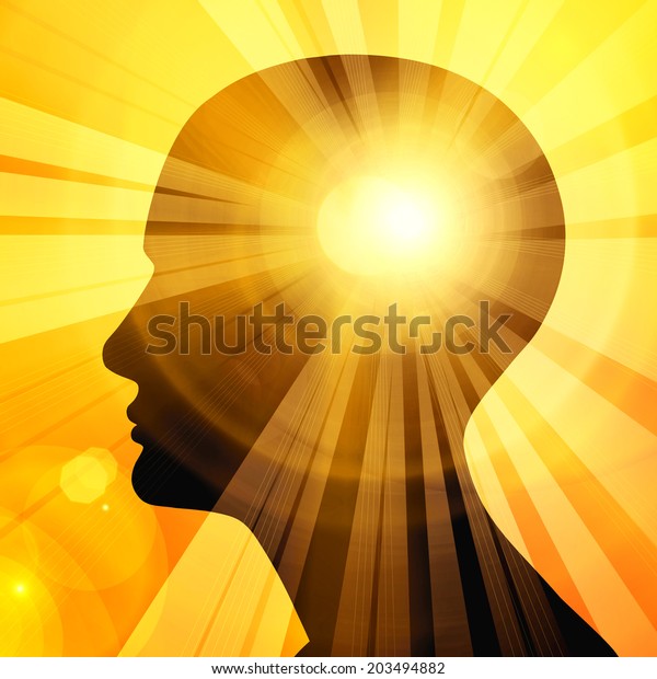 Human Head Sun Sky Rays Background Stock Illustration 203494882 ...