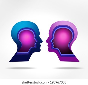 Unity Concept Illustration Human Heads Intersecting Stock Vector ...