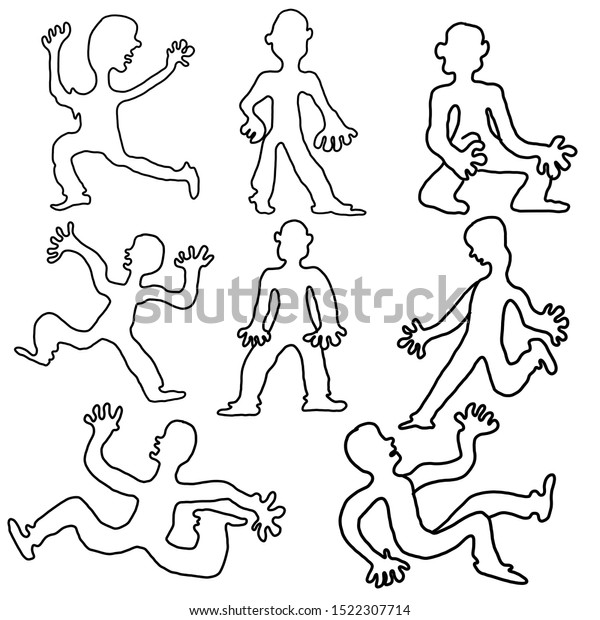 Human Line Drawing Various Postures 스톡 일러스트 1522307714 | Shutterstock
